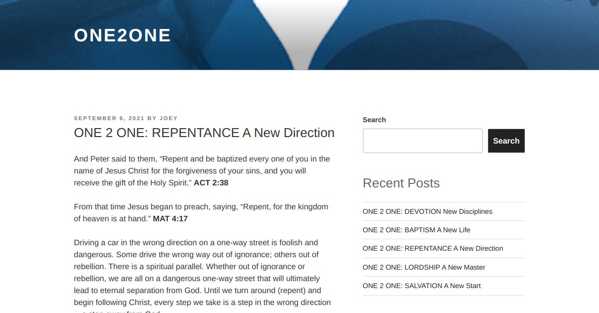 ONE 2 ONE: REPENTANCE A New Direction – ONE2ONE